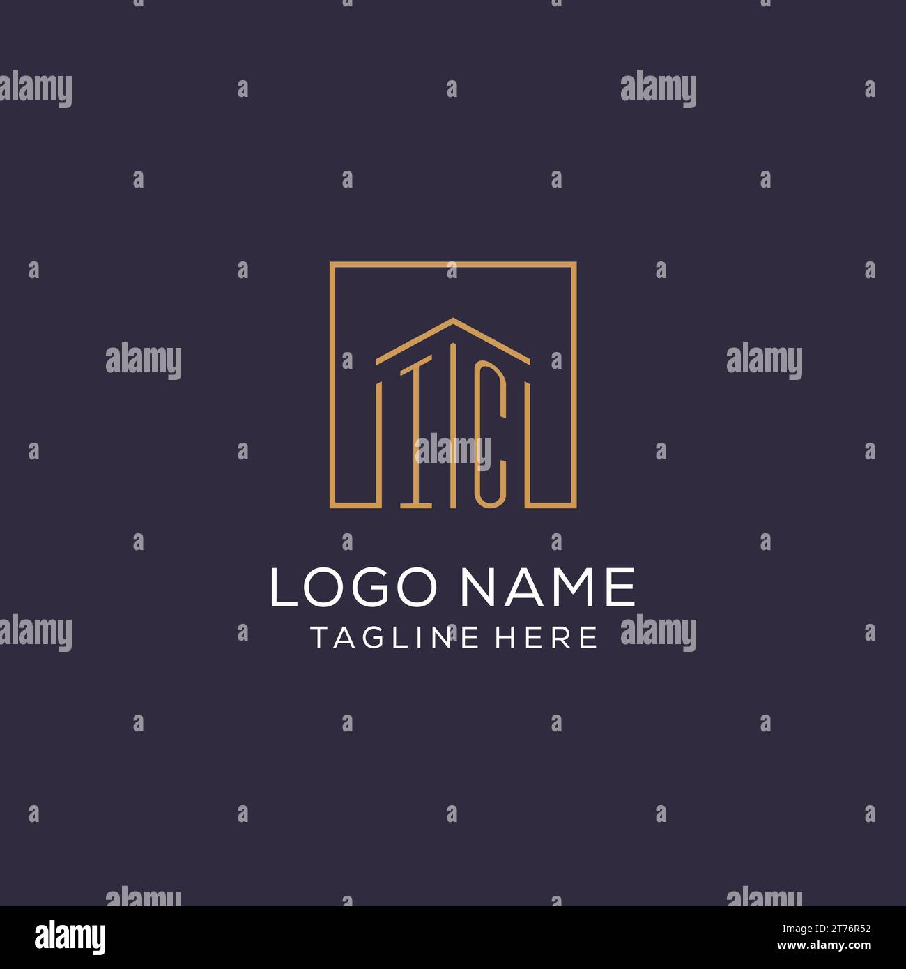 Initial IC logo with square lines, luxury and elegant real estate logo ...