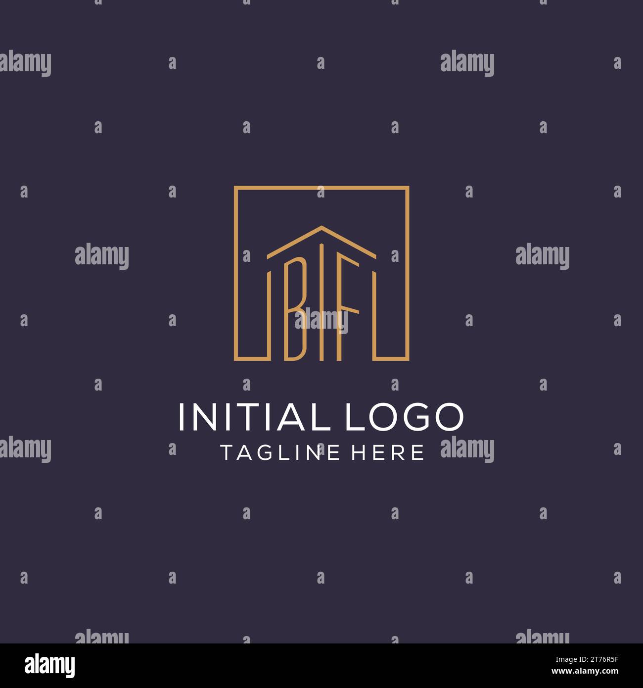 Initial BF logo with square lines, luxury and elegant real estate logo design vector graphic ...