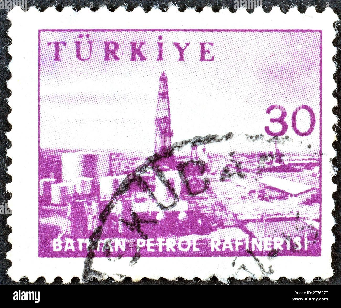 Cancelled postage stamp printed by Turkey, that shows Petrol Refinery ...