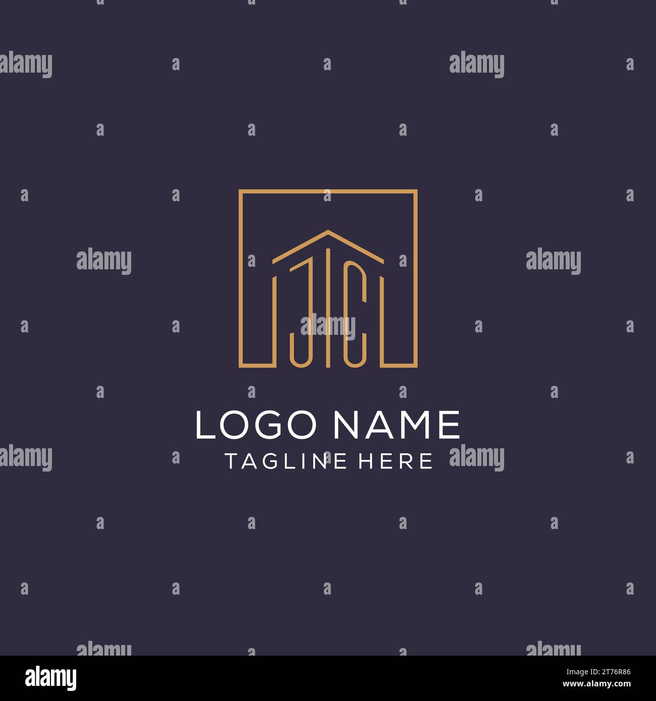 Initial JC logo with square lines, luxury and elegant real estate logo ...
