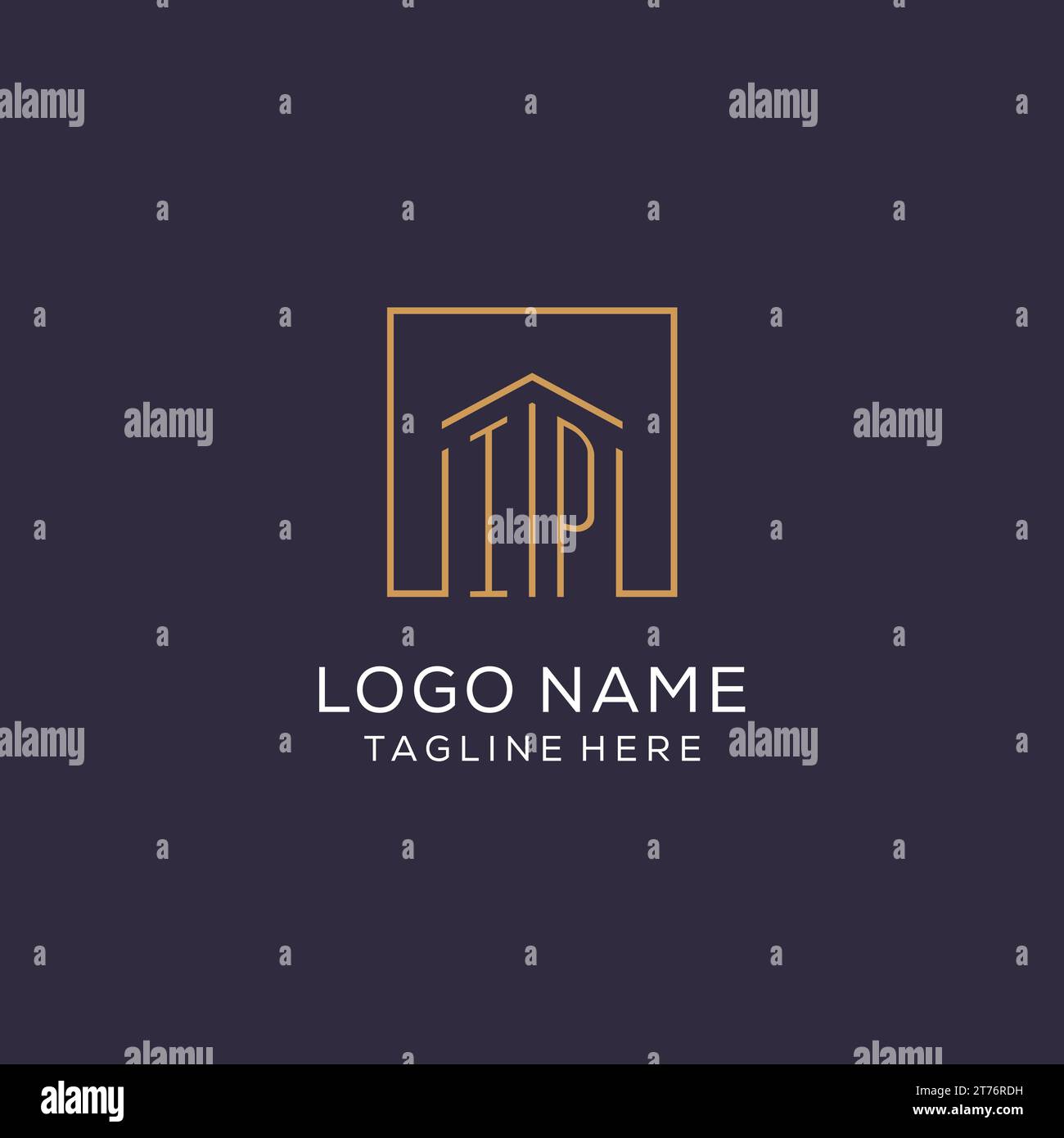 Initial IP logo with square lines, luxury and elegant real estate logo ...