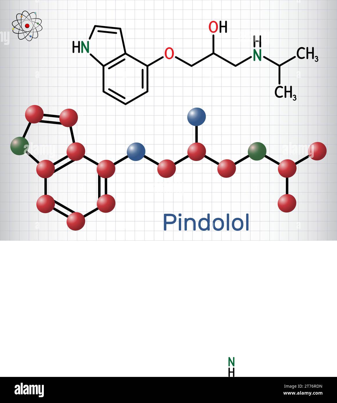 Pindolol molecule. It is nonselective beta adrenergic receptor blocker ...