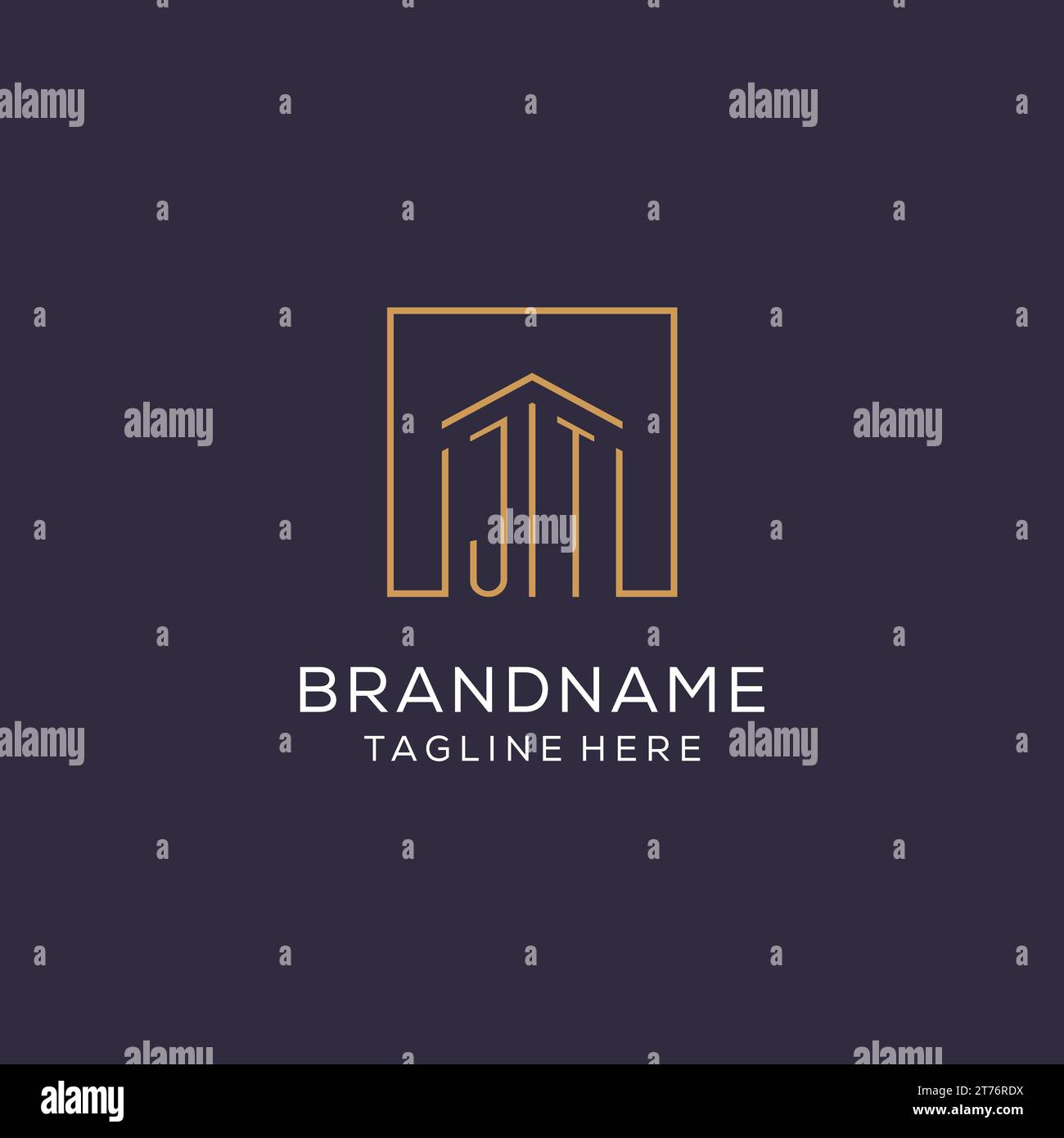 Initial JT logo with square lines, luxury and elegant real estate logo ...