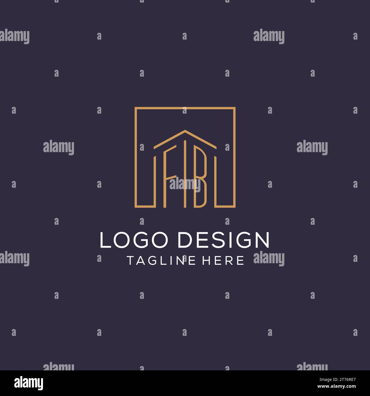 Initial FB logo with square lines, luxury and elegant real estate logo ...