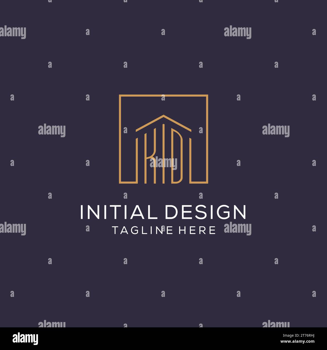 Initial KD logo with square lines, luxury and elegant real estate logo ...