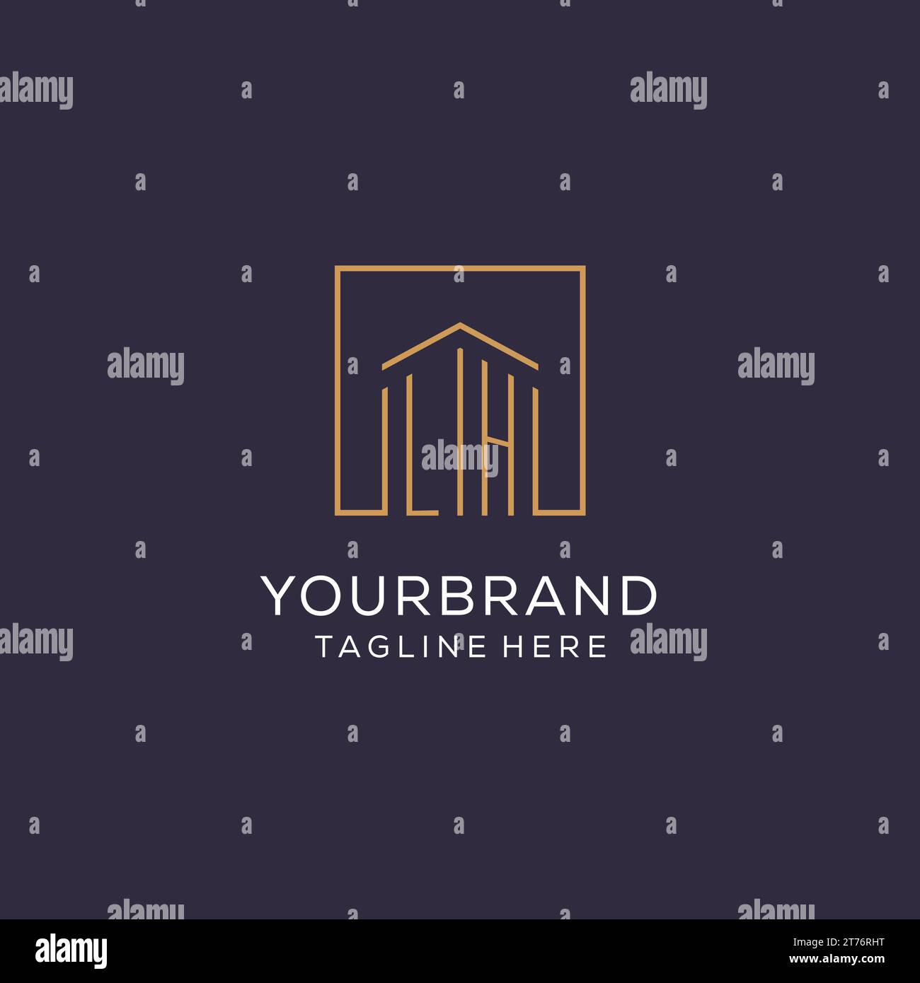 Initial LH logo with square lines, luxury and elegant real estate logo ...