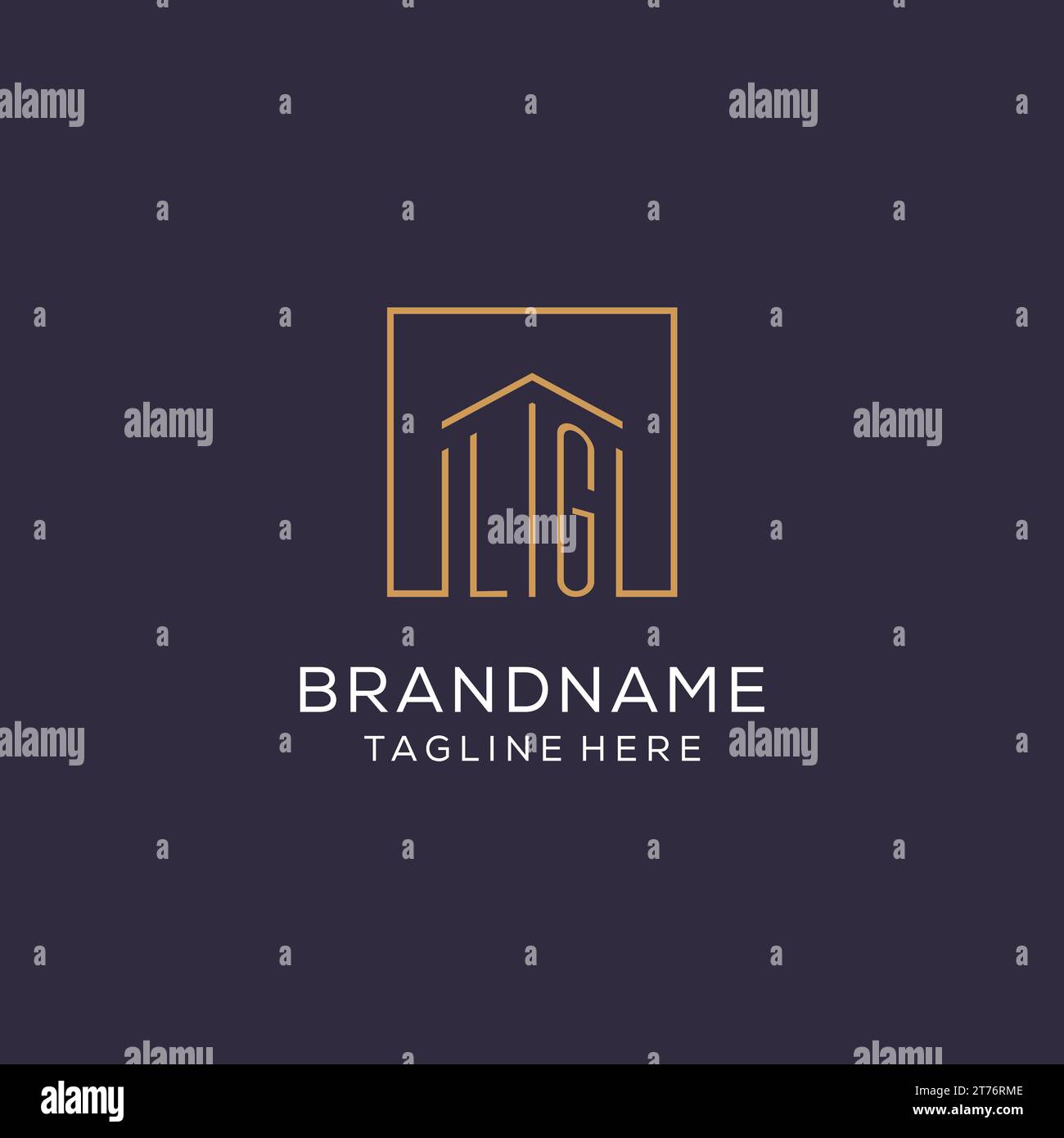Initial LG logo with square lines, luxury and elegant real estate logo ...