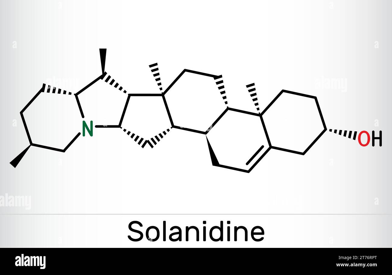 Solanidine molecule. It is poisonous steroidal alkaloid, plant ...