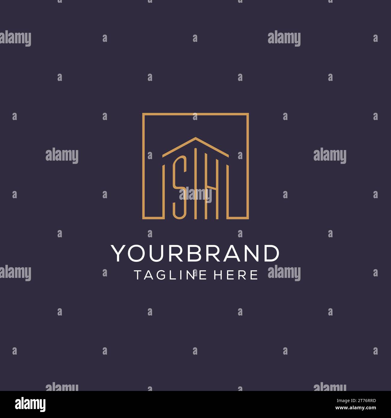 Initial SH logo with square lines, luxury and elegant real estate logo ...