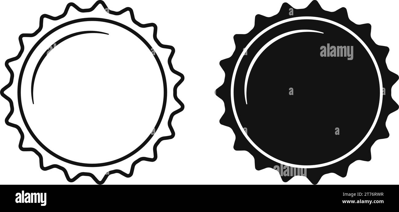 Beer bottle cap icons. Blank label in the shape of aluminum bottle cap ...