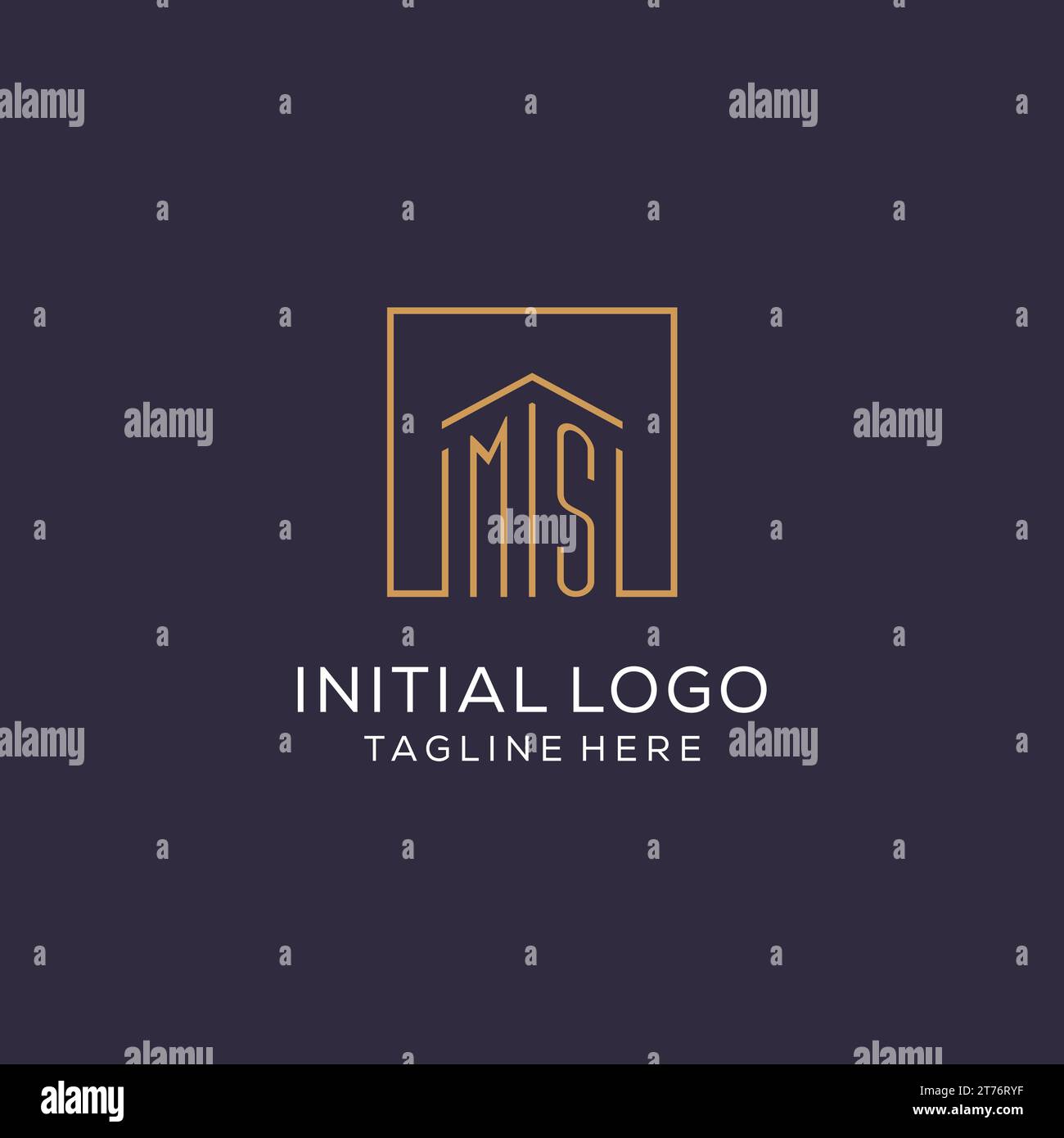Initial MS logo with square lines, luxury and elegant real estate logo ...
