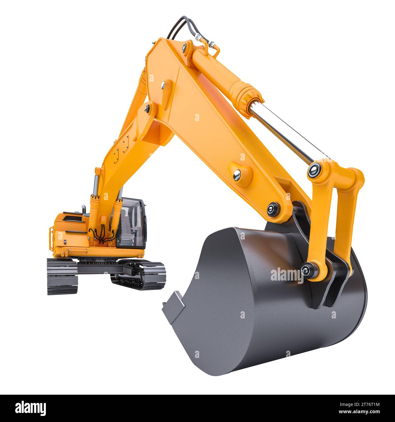 orange excavator isolated on white background. 3d render Stock Photo ...
