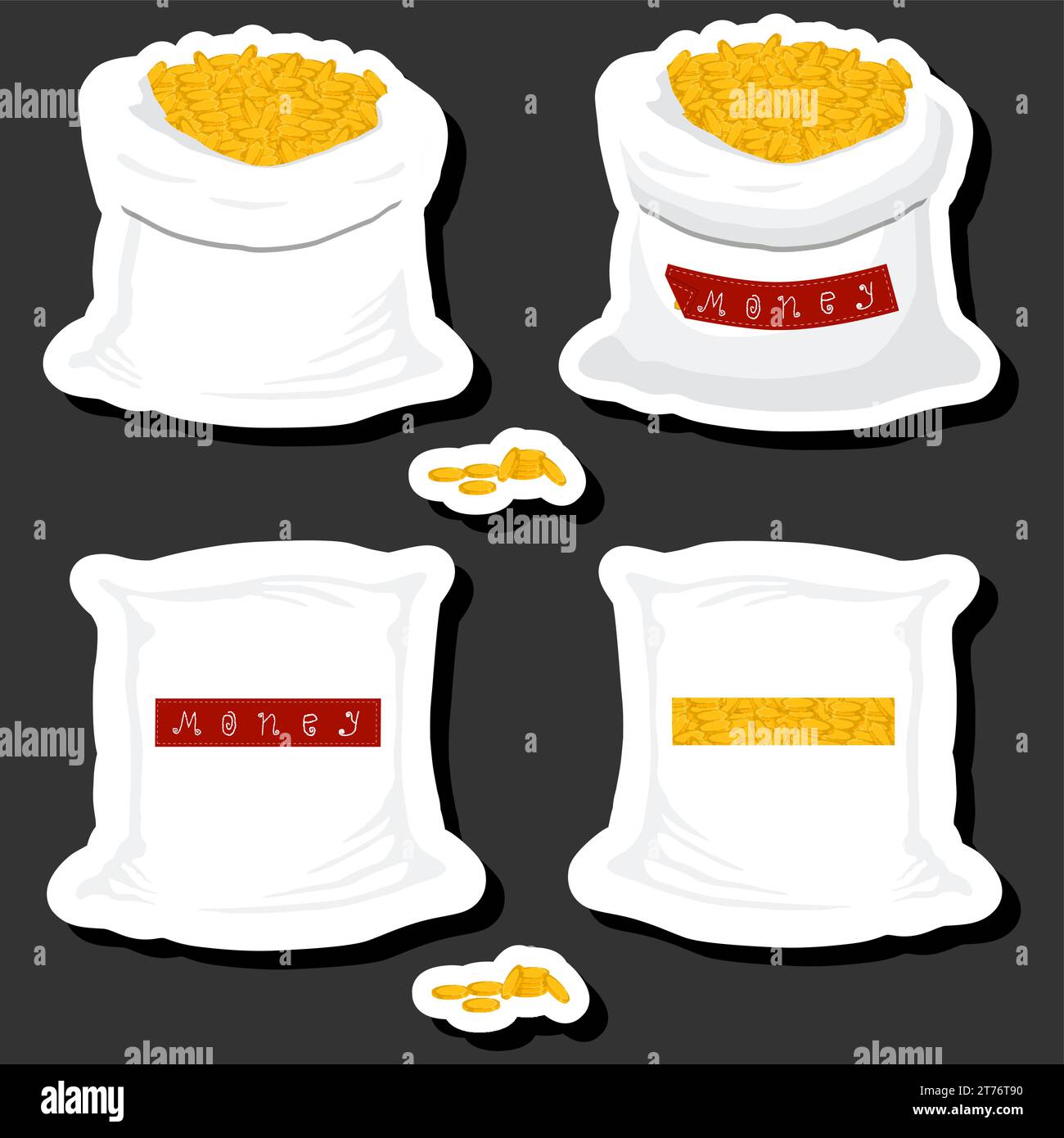 Illustration on theme big colored set different types bags, full sack ...