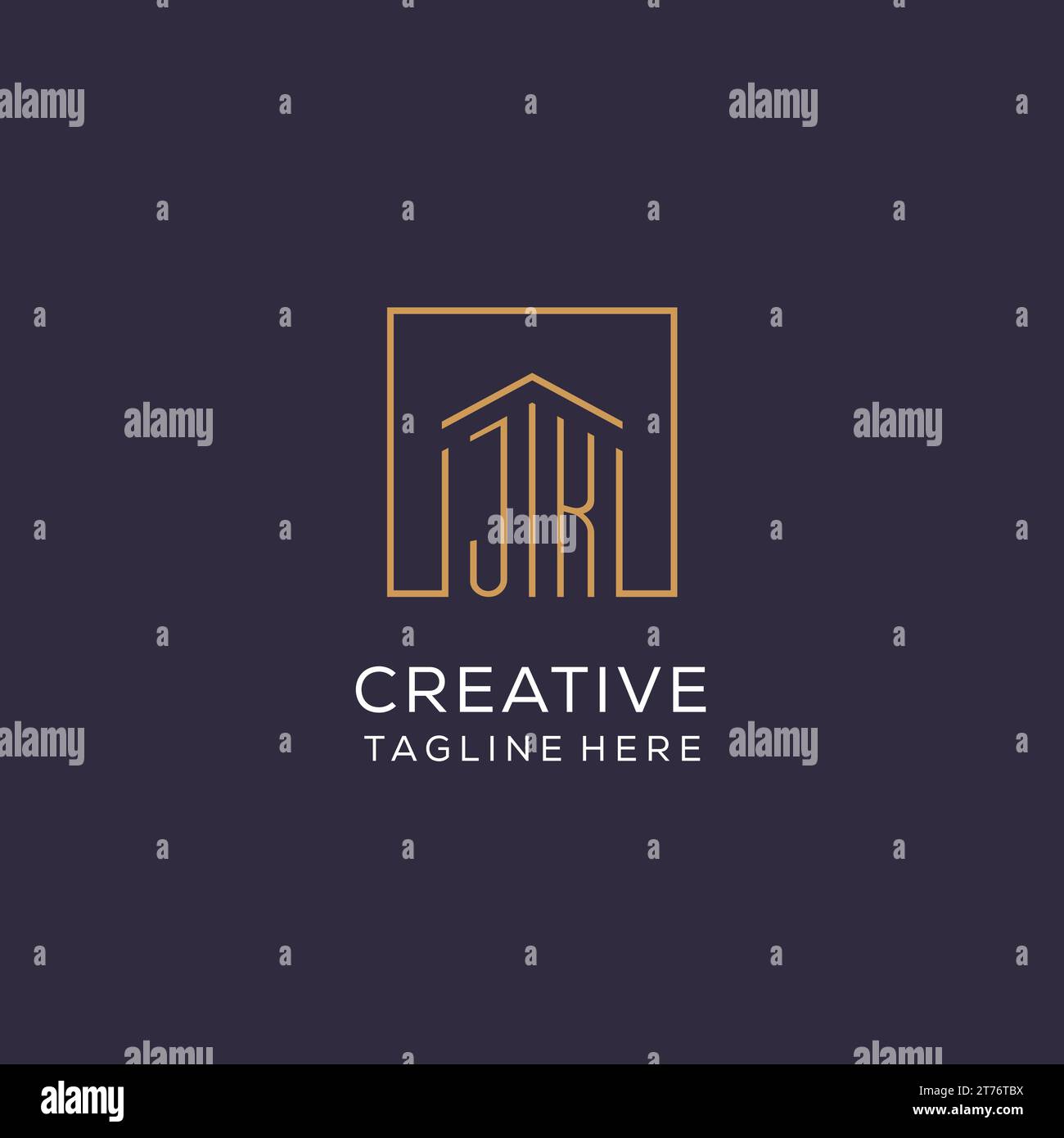 Initial JK logo with square lines, luxury and elegant real estate logo ...