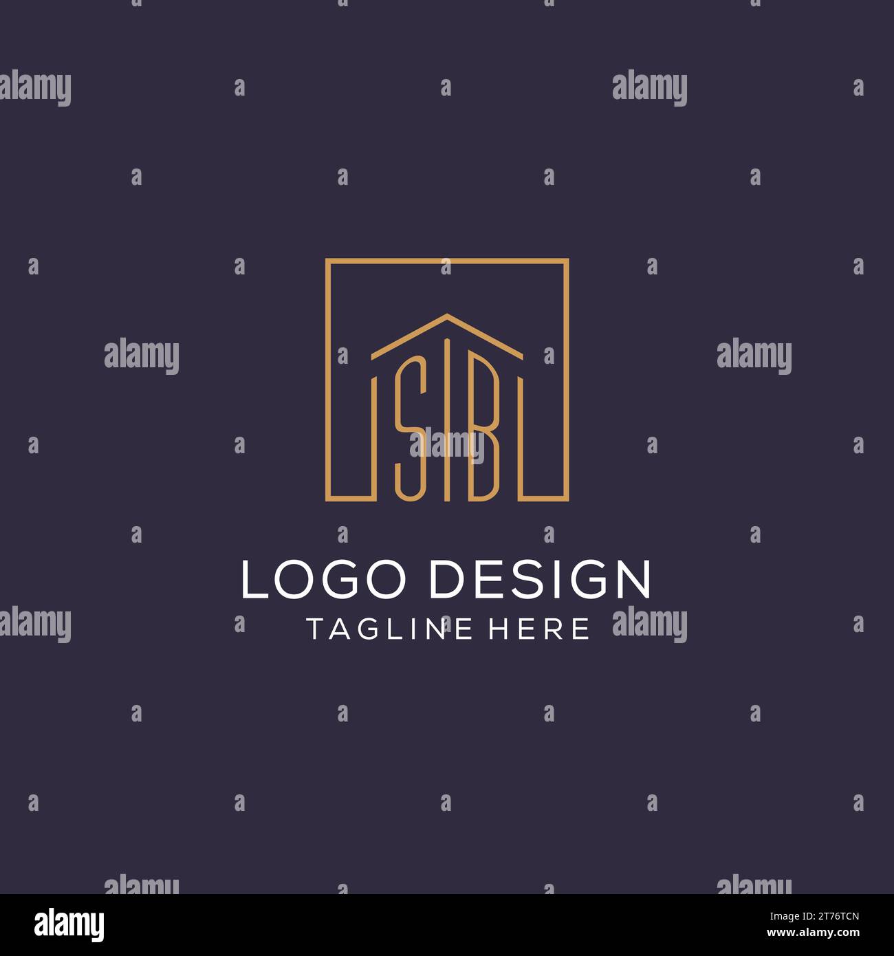 Initial SB logo with square lines, luxury and elegant real estate logo ...