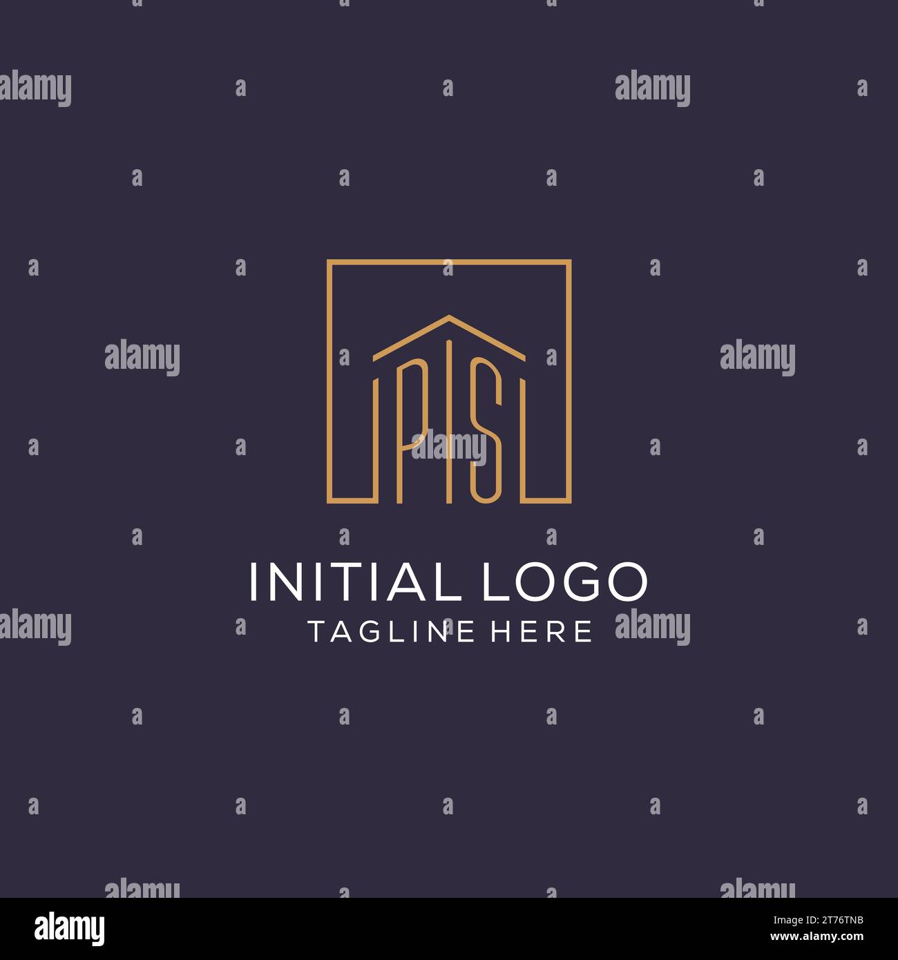 Initial PS logo with square lines, luxury and elegant real estate logo ...