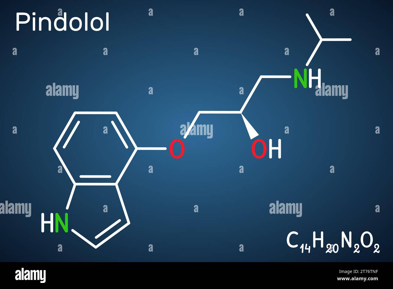 Pindolol molecule. It is nonselective beta adrenergic receptor blocker ...