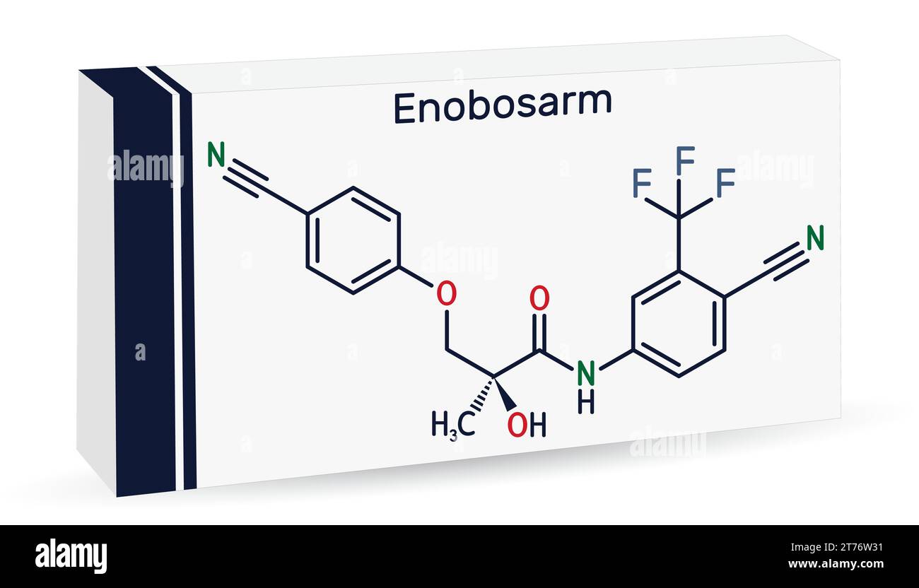Enobosarm, ostarine molecule. Skeletal chemical formula. Paper ...