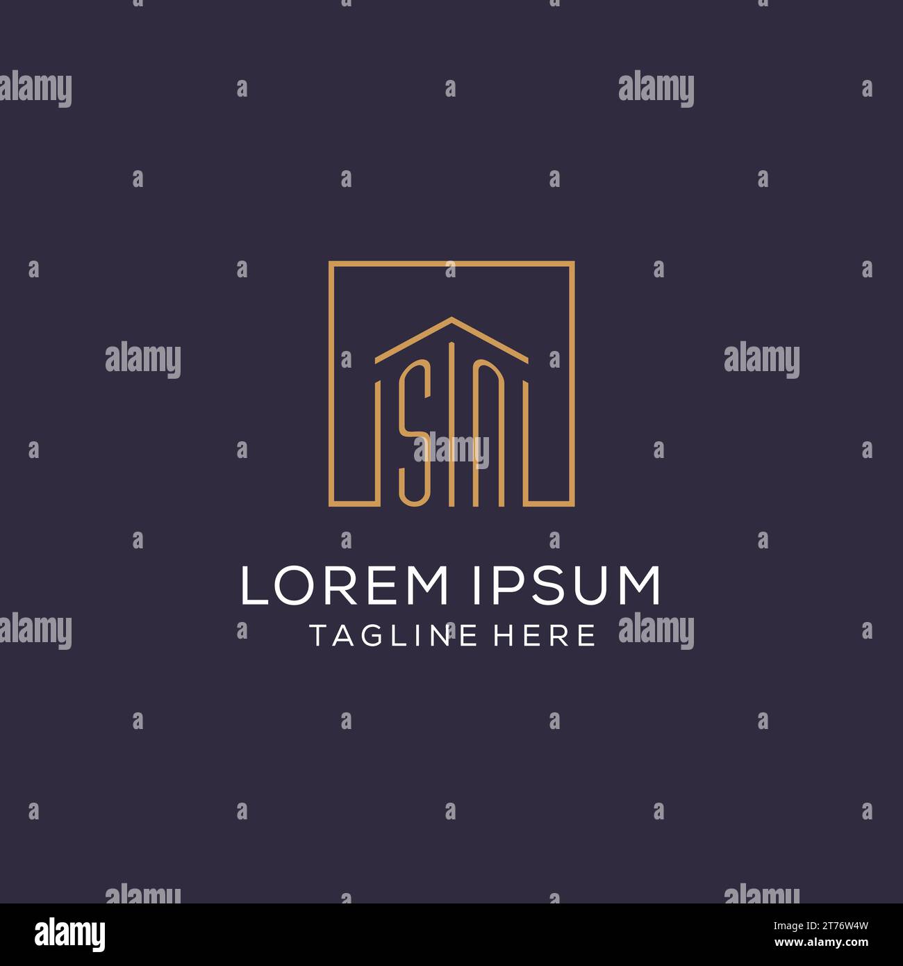 Initial SN logo with square lines, luxury and elegant real estate logo ...