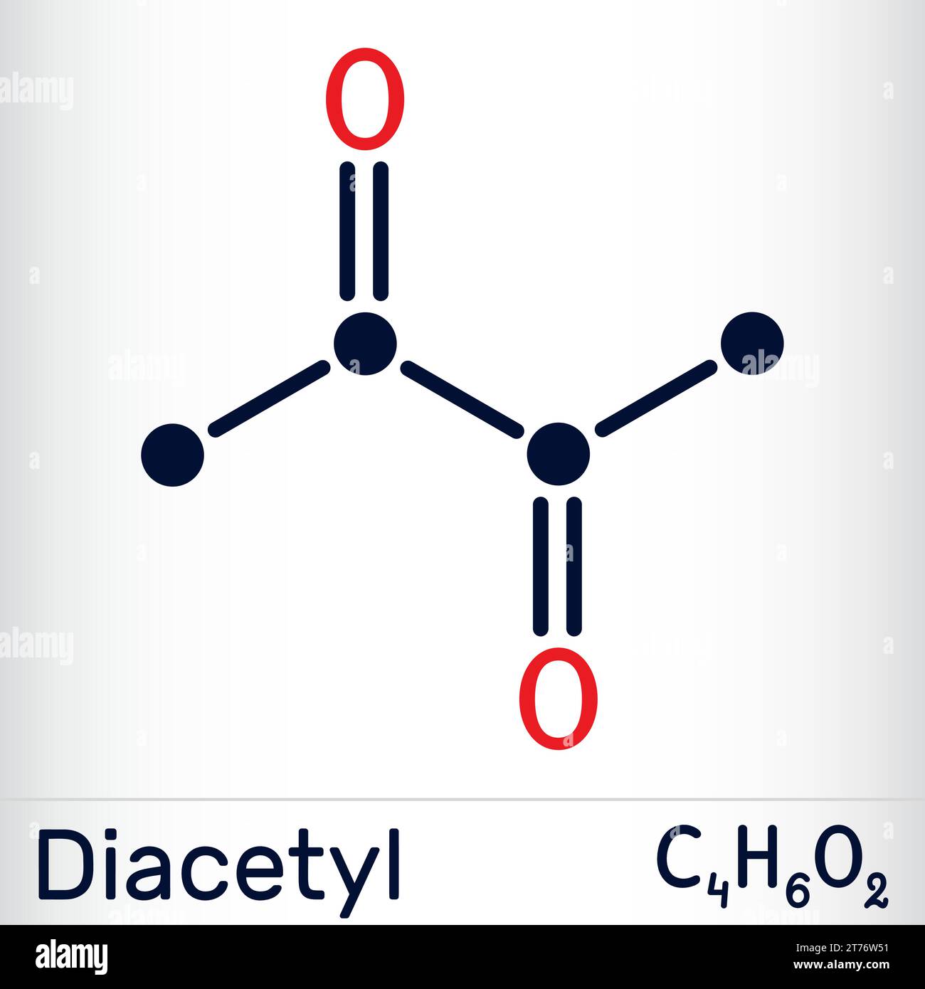 Diacetyl, butanedione molecule. It is occurs in alcoholic beverages and ...