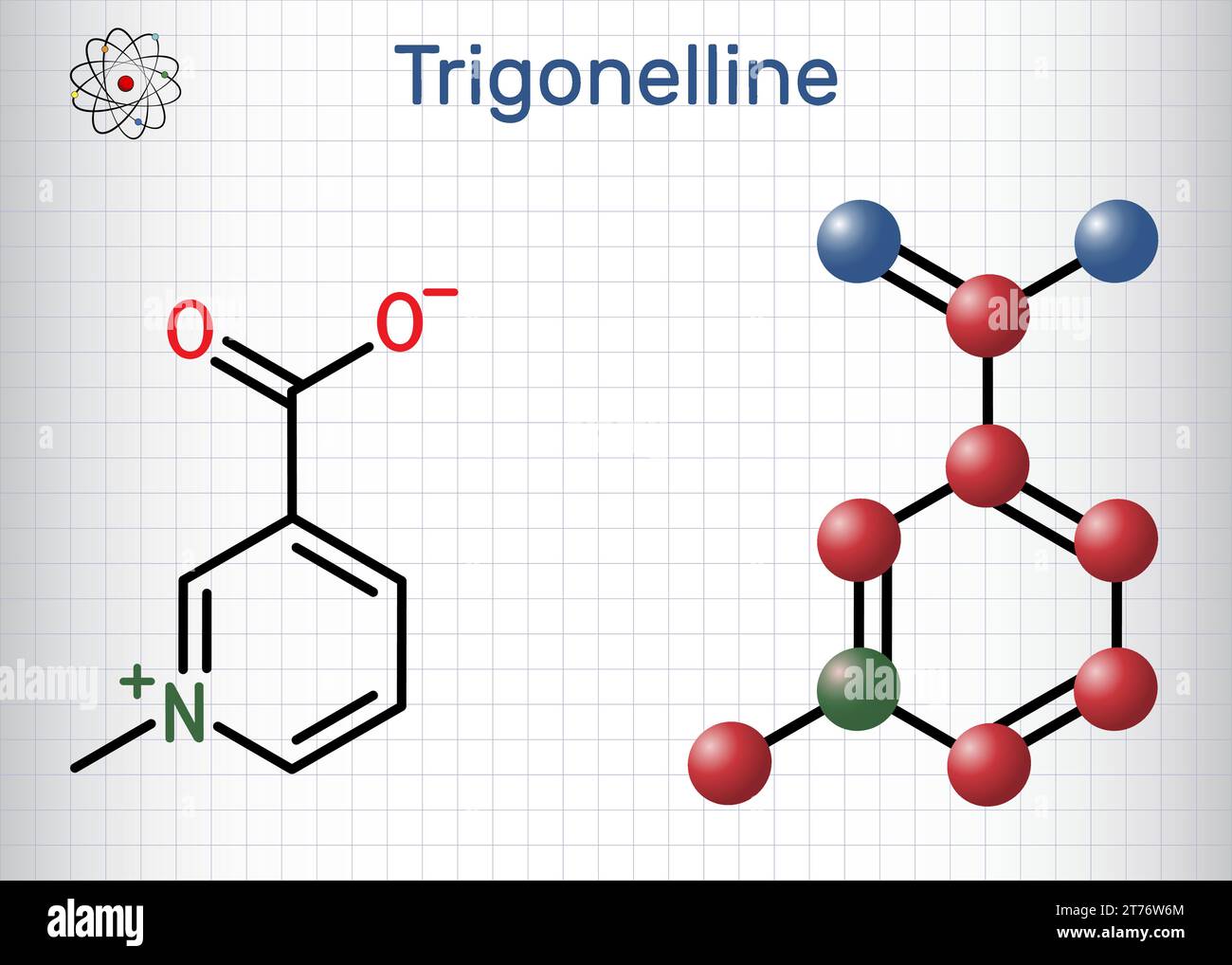 Trigonelline plant alkaloid molecule. Structural chemical formula ...