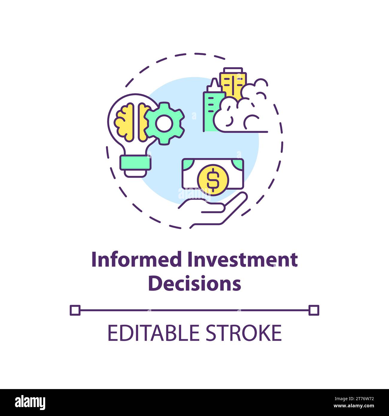 2D thin linear icon informed investment decisions concept Stock Vector ...