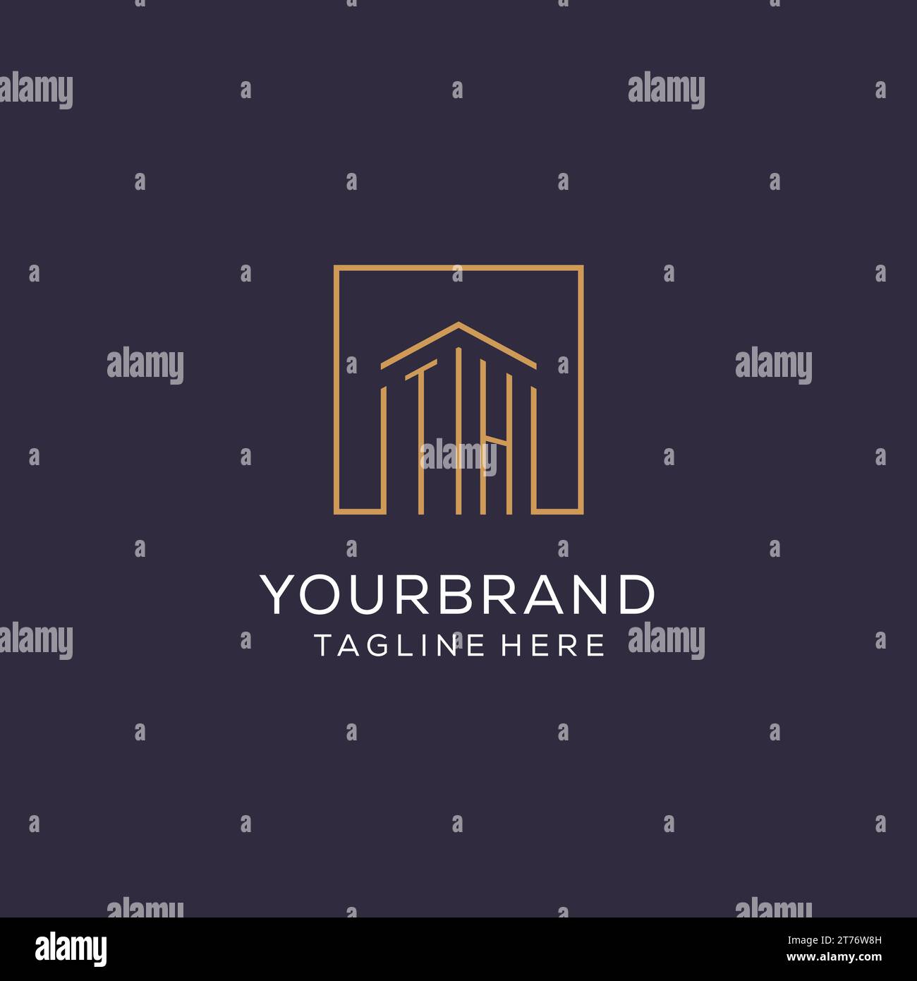Initial TH logo with square lines, luxury and elegant real estate logo ...