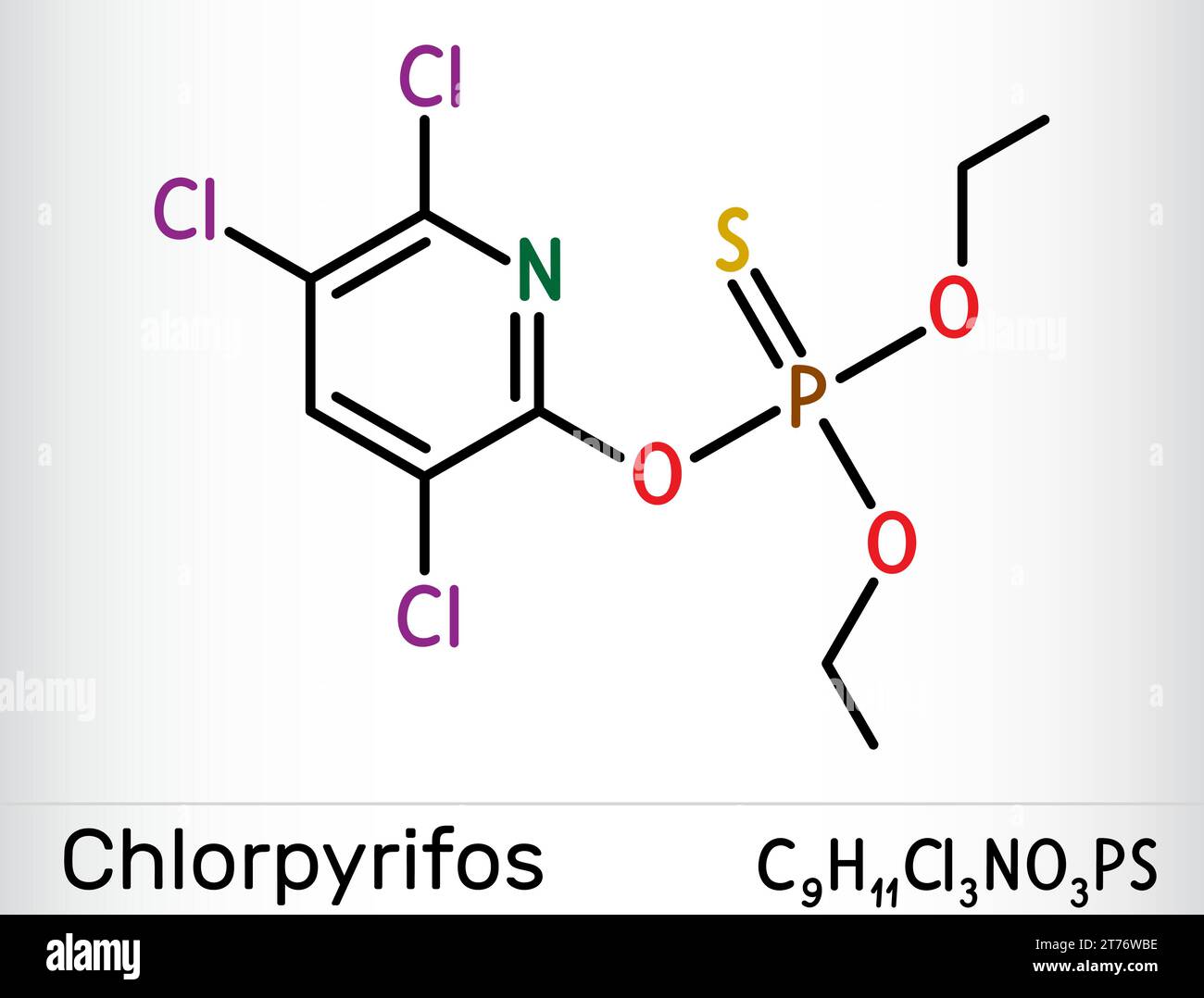 Chlorpyrifos, CPS molecule. It is organophosphate neurotoxicant, used ...