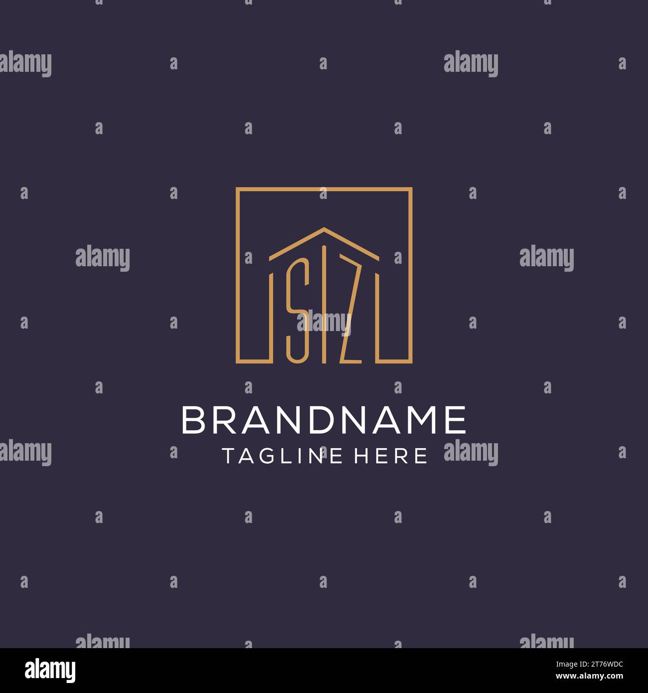 Initial SZ logo with square lines, luxury and elegant real estate logo design vector graphic ...