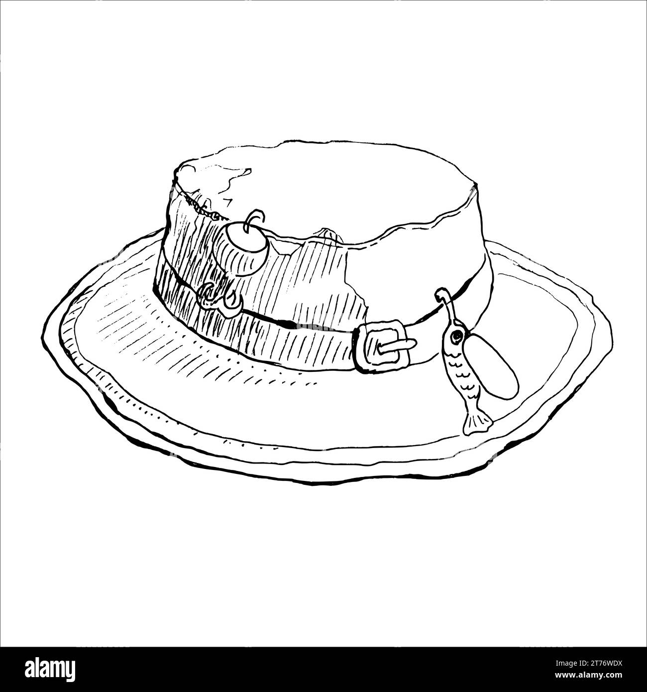 Vector illustration of a man fishing hat, with decorations in the form ...