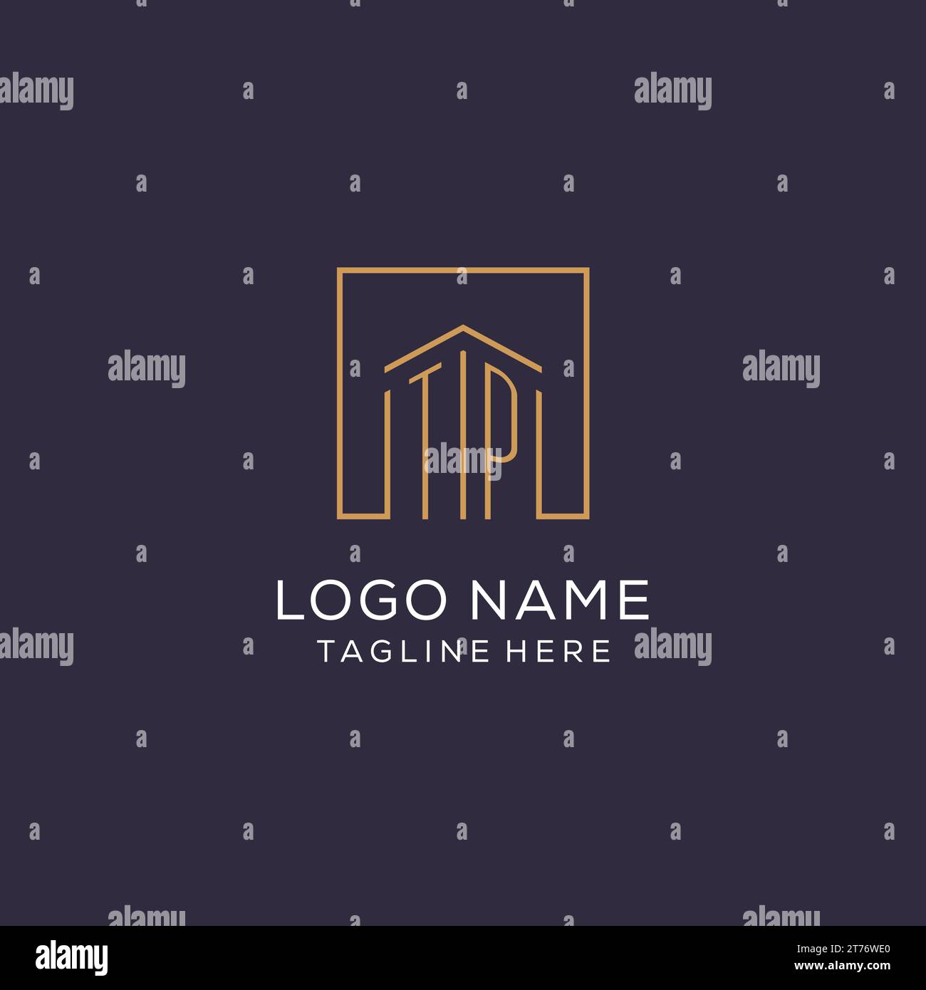 Initial TP logo with square lines, luxury and elegant real estate logo ...