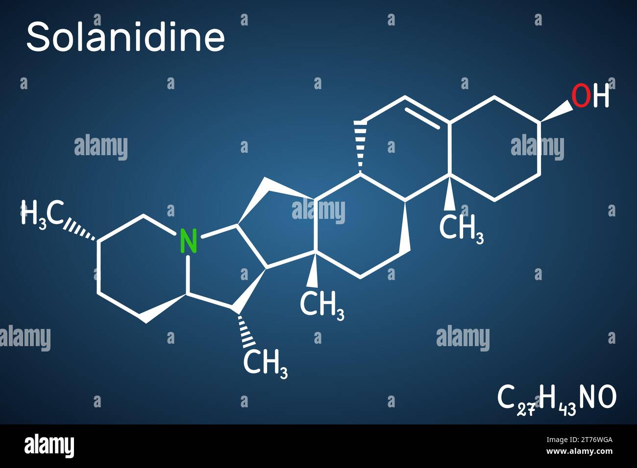 Solanidine molecule. It is poisonous steroidal alkaloid, plant ...