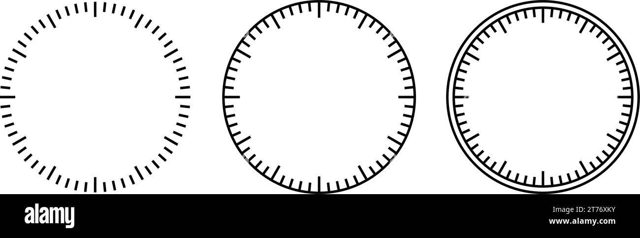 Blank mechanical clock face divided into seconds and minutes. Round ...