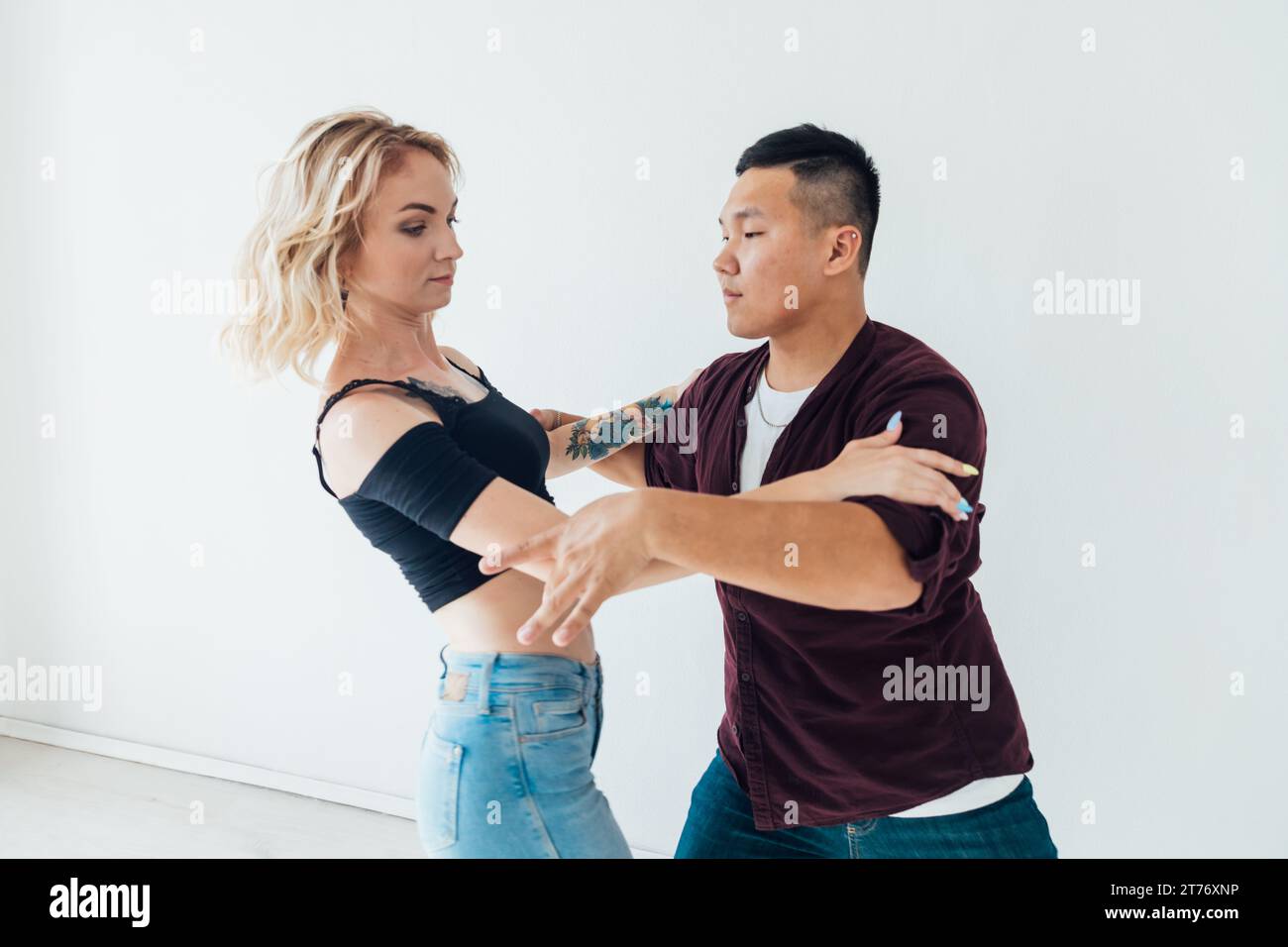 Group multiethnic dancers training hi-res stock photography and images ...