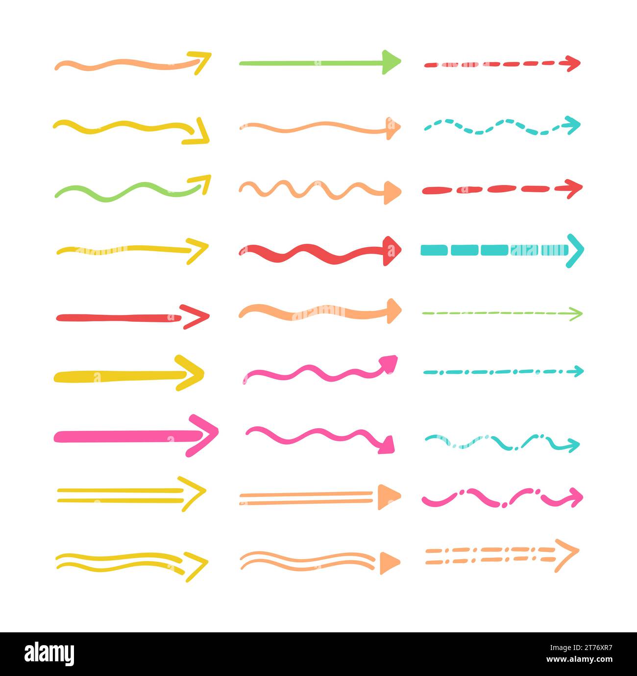 Collection of strikethrough multi colored underlines. different doodle ...
