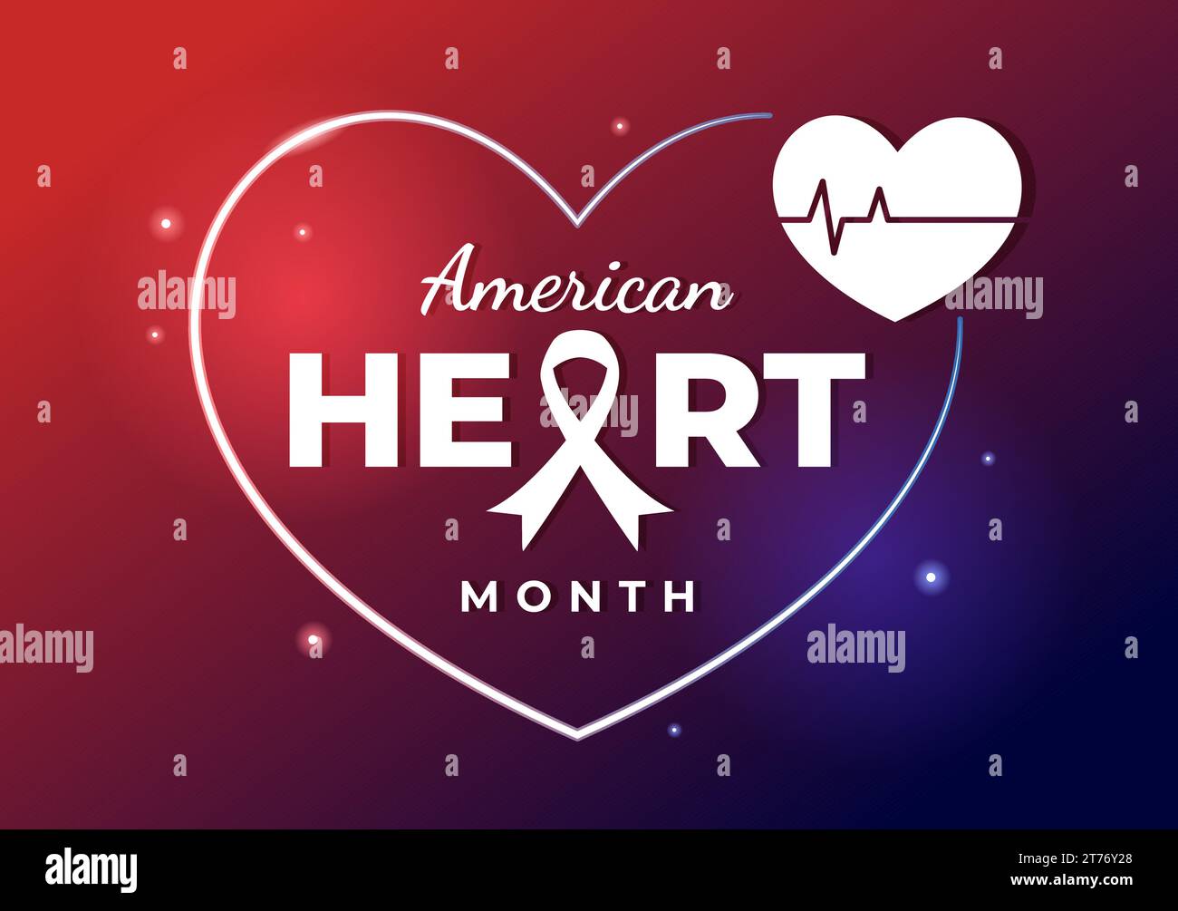 February is American Heart Month Vector Illustration with USA Flag and ...