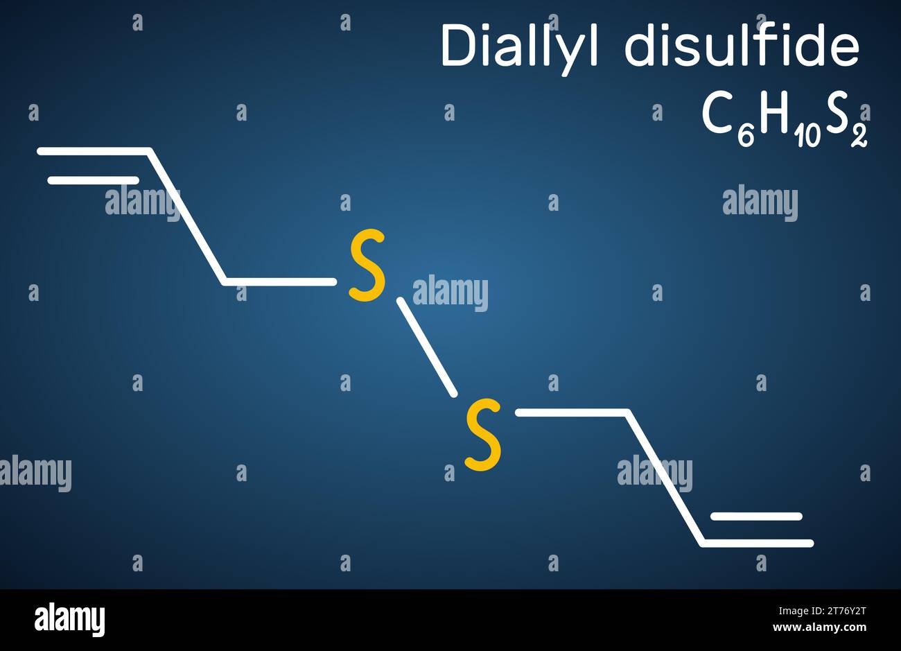 Diallyl disulfide, DADS molecule. Structural chemical formula on the ...