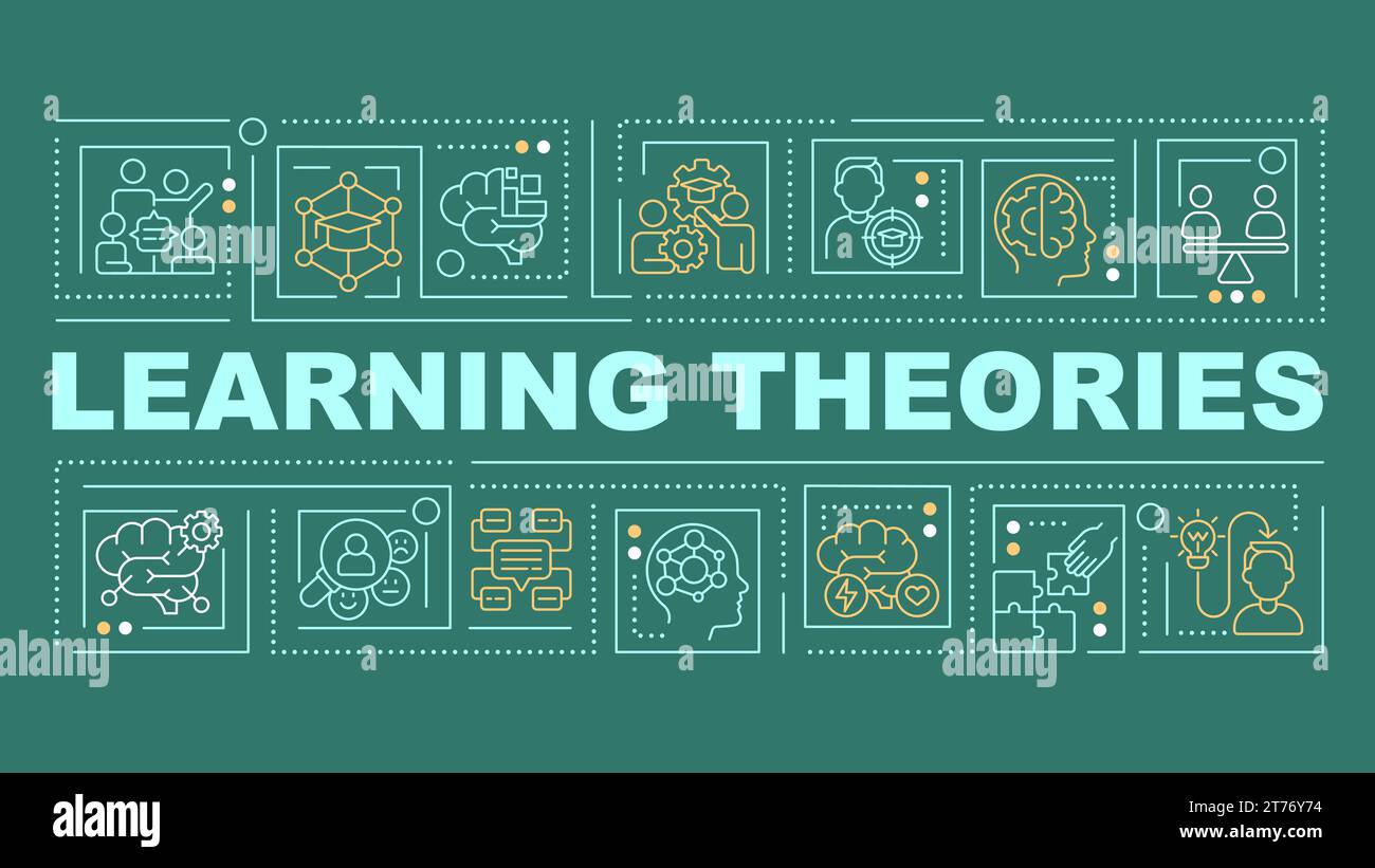 Learning Theories Text With Creative Thin Linear Icons Stock Vector