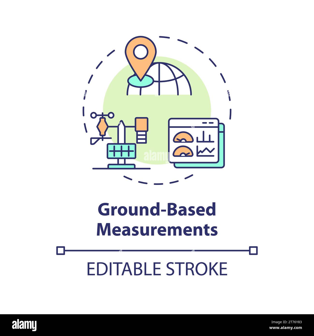 2D thin linear icon ground based measurements concept Stock Vector ...