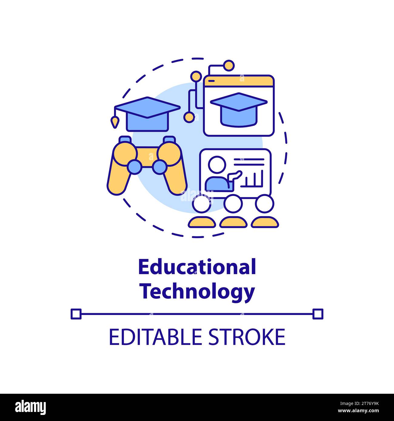 Thin line colorful icon educational technology concept Stock Vector ...