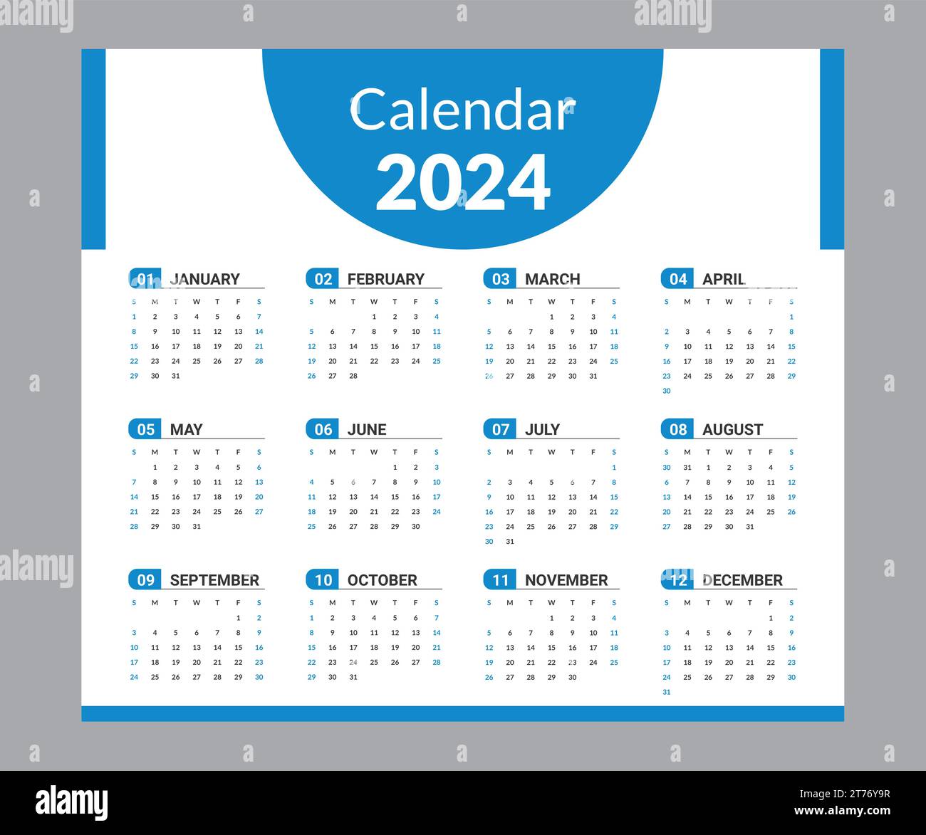 Colorful calendar 2024 2025 Stock Vector Images - Alamy