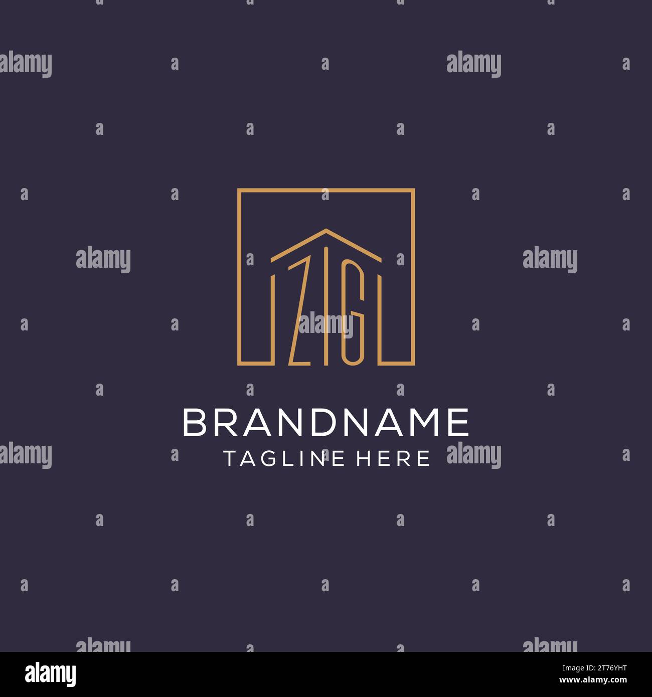 Initial ZG logo with square lines, luxury and elegant real estate logo ...