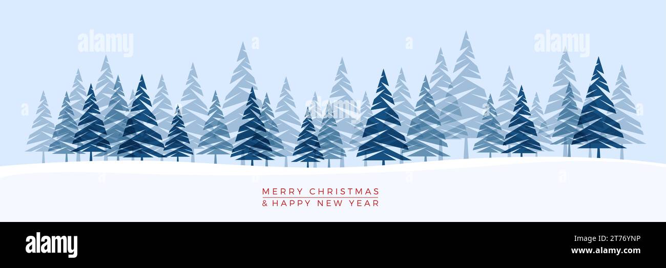 Winter landscape background of a forest in mountain. Header and banner ...