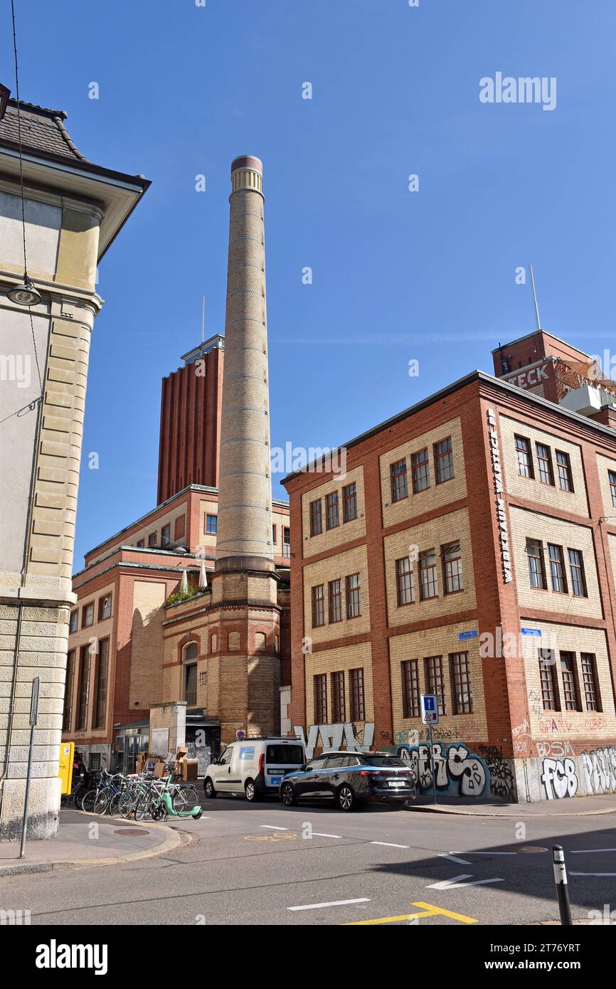 The former Warteck brewery, in Basel, brilliantly recycled into a multi-function building with ...