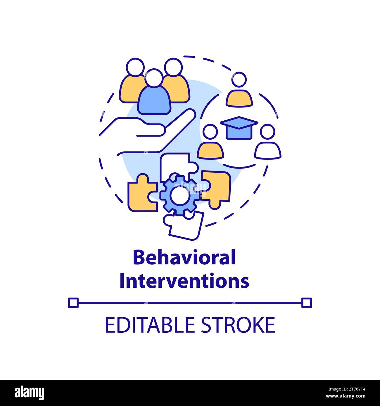 Thin line colorful icon behavioral interventions concept Stock Vector ...