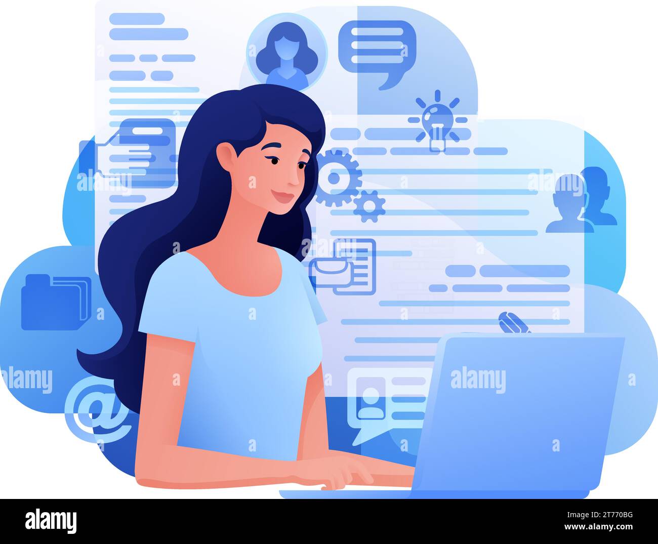 Woman Recruitment Internet Job Search Cartoon Stock Vector Image & Art ...