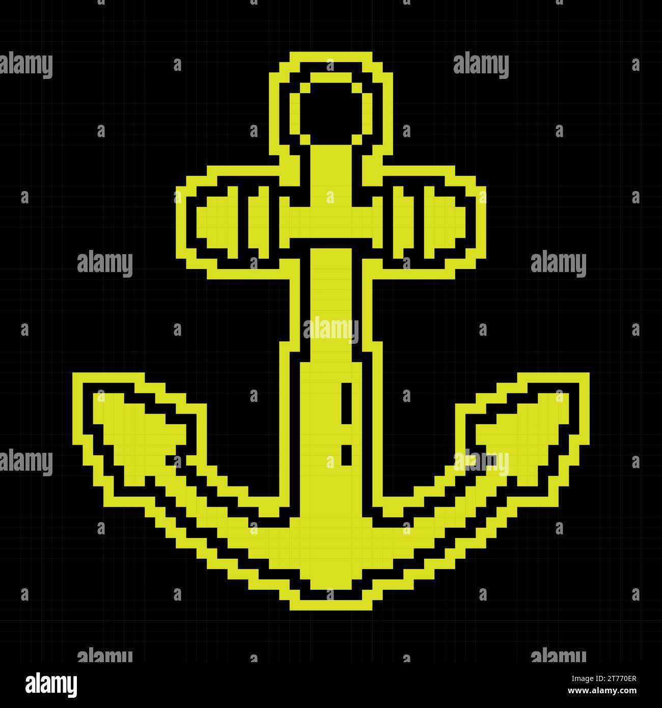 Ship anchor Pixel silhouette icon. Safe anchorage of ships in port ...