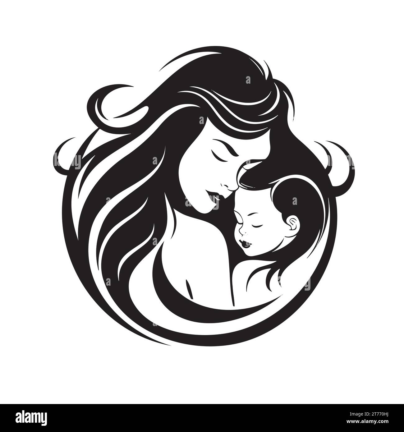 mother and baby stylized vector symbol, mom hugs her child logo template Stock Vector Image ...