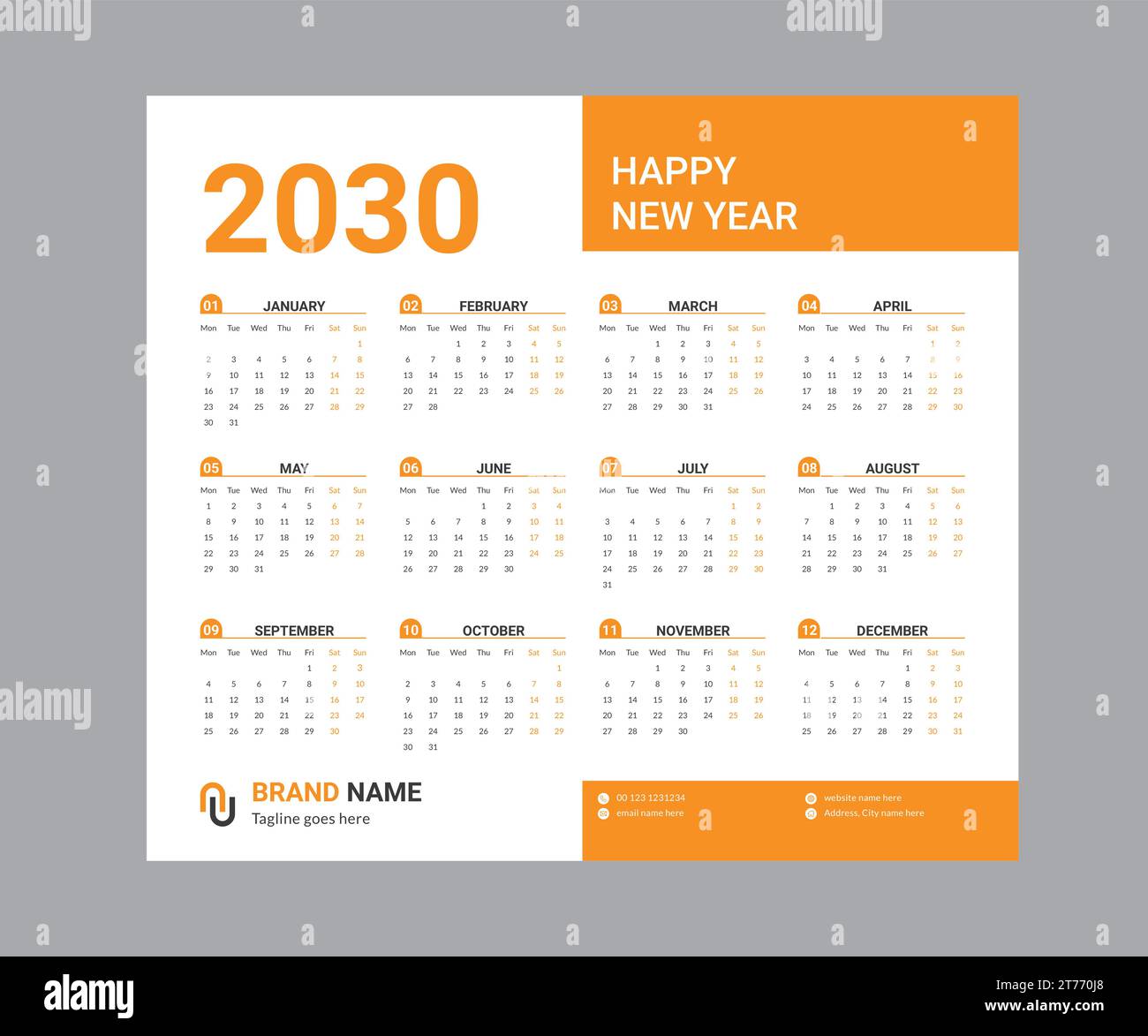Corporate Calendar Design Template Vector File Stock Vector Image & Art ...