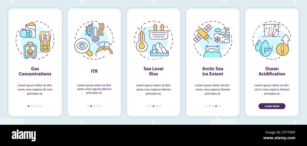 Walkthrough climate metrics with multicolor linear icons Stock Vector ...